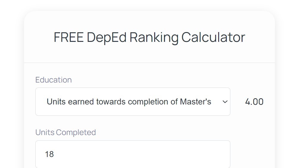 Deped Ranking Points Calculator For Teacher 1 Applicant
